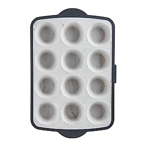 Trudeau Structure Pro Standard Muffin Pan, 12 Cavity Silicone Bakeware, Marble