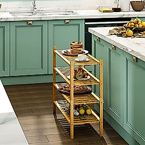 BMOSU 2-Tier Bamboo Shoe Rack Premium Stackable Shoe shelf Storage Organizer For Hallway Closet Living Room Entryway Organizer (Natural Bamboo)