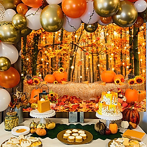 Avezano Autumn Fall Forest Photography Backdrop Natural Scencery Fall Landscape Leaves Haystack Thanksgiving Backrgound Pumpkin Maple Leaves Party Supplies 7x5ft