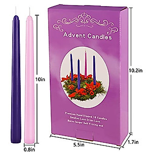 16 pcs Unscented 10 Inch Christmas Advent Taper Candle, Holidays, Church, Celebration, Party, Home Décor & More