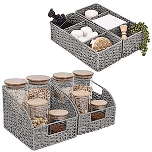 StorageWorks Rope Paper Storage Baskets Set, Gray