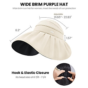 BENEUNDER Large Brim Foldable Sun Visor for Women UPF50+ UV Protection (Pink)