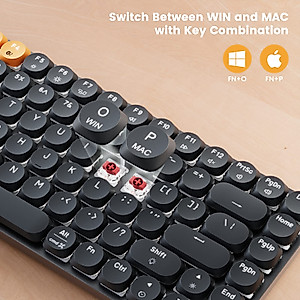 ProtoArc MECH K301 Office Keyboard - 75% Tactile Quiet Keyboard with Backlit, Triple-Mode 2.4G/USB-C/Bluetooth, Red Switches for PC, Mac, Windows, iPad - 84 Keys