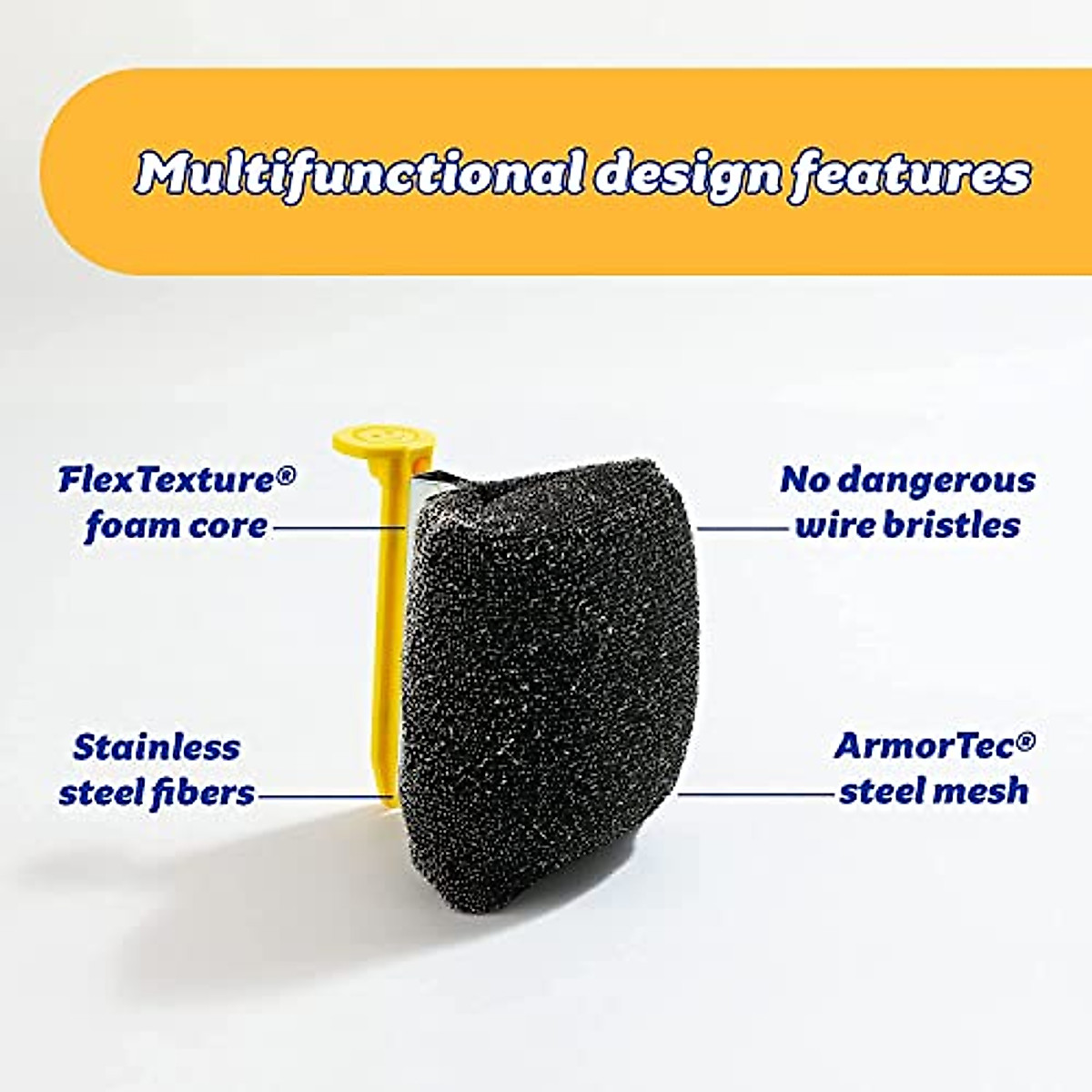 Scrub Daddy BBQ Daddy Grill Brush Head Refill - Bristle Free Steam Cleaning Scrubber for BBQ Daddy Grill Brush - Grill Cleaning Brush Attachment with ArmorTec Steel Mesh for Grill Grates (1 Count)