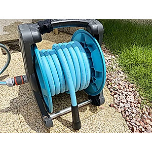 SANFU Hybrid Garden Water Hose 5/8 IN X 25 FT, 180PSI, Heavy Duty, Lightweight, Flexible Non-Kinking with Swivel Grip Handle Female and 3/4" GHT Solid Brass Fittings, Drinking Water Hose For RV, Azure