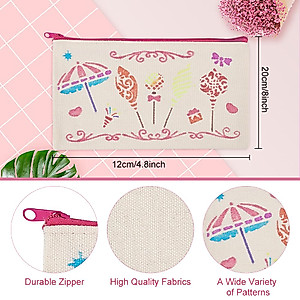 WEBEEDY 10 Sets Blank DIY Craft Bag Kit Decorate Your Own Canvas Pouch Zipper Pen Pencil Case Painting Makeup Bag Invoice Bill Bag Multi-Purpose Travel Toiletry Bags
