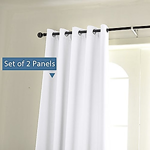 Room Darkening Curtain Panels Pure White Curtains Window Treatment Energy Saving Thermal Insulated Solid Grommet Room Darkening Drapes for Bedroom/Nursery, Pure White, 2 Panels, 52 in x 84 in (W x L)