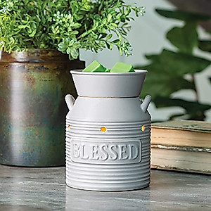 CANDLE WARMERS ETC. Illumination Fragrance Warmer- Light-Up Warmer for Warming Scented Candle Wax Melts and Tarts or to Freshen Room, Grey Blessed Milkjug