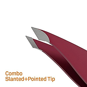 Slice 10450 Slanted Tweezer, Extra Wide Grip, Easy to Use for Normal & Course Hair or Splinter, Red