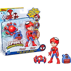 Spidey and His Amazing Friends Marvel Hero Reveal 2-Pack, 4-Inch Scale-Action Figures,-Mask Flip Feature, Spidey and Trace-E, 3 and Up
