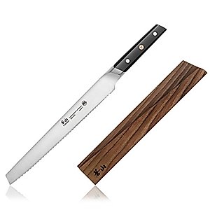 Cangshan TC Series 1020984 Swedish 14C28N Steel Forged 10.25-Inch Bread Knife and Wood Sheath Set