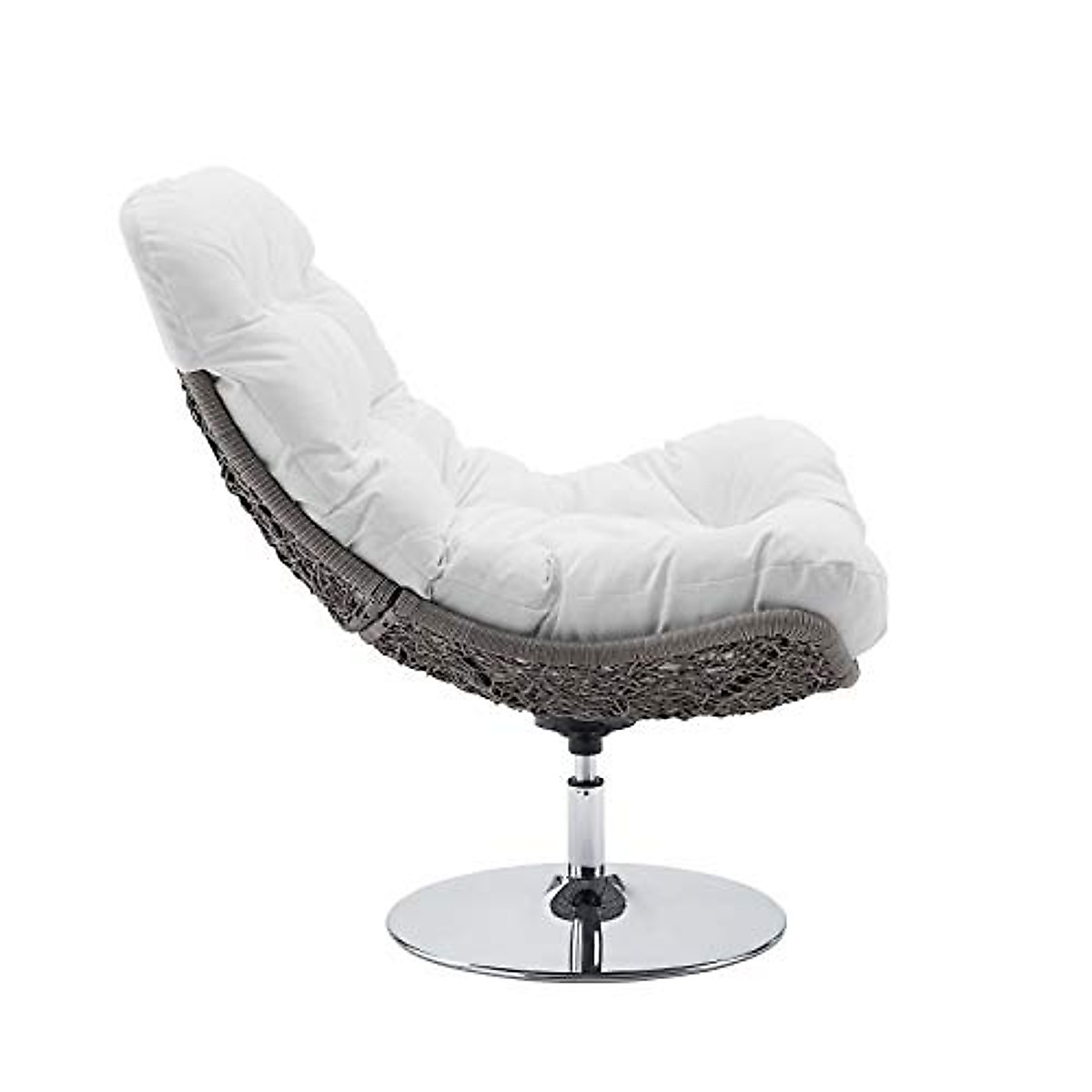 Modway Brighton Outdoor Patio Wicker Rattan Swivel Lounge Chair in Light Gray White