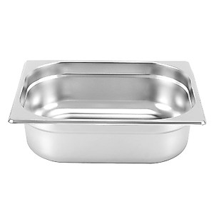 PINGEUI 3 PCS 1/2 Size 4-Inch Depth Steam Table Pan, Stainless Steel Hotel Pan, Anti-Jamming Steam Pan for Hotels, Restaurants, Bakeries, 22 Gauge, Silver