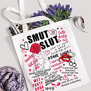 WZJHCL Smut Slut Gift Spicy Book Tote Bag Hot Tote Shopping Bag Smut Romance Reusable Grocery Tote bag Smutty Book Gift (Smut Slut Tote Bag)