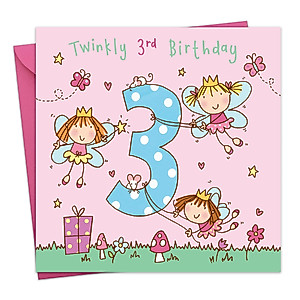 TWIZLER Happy 3rd Birthday Card, Multicolor, 6.1 x 6.1 in