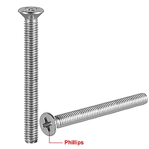 uxcell M3x40mm Flat Head Machine Screws, Phillips Cross Screw, 304 Stainless Steel, Fasteners Bolts 30Pcs