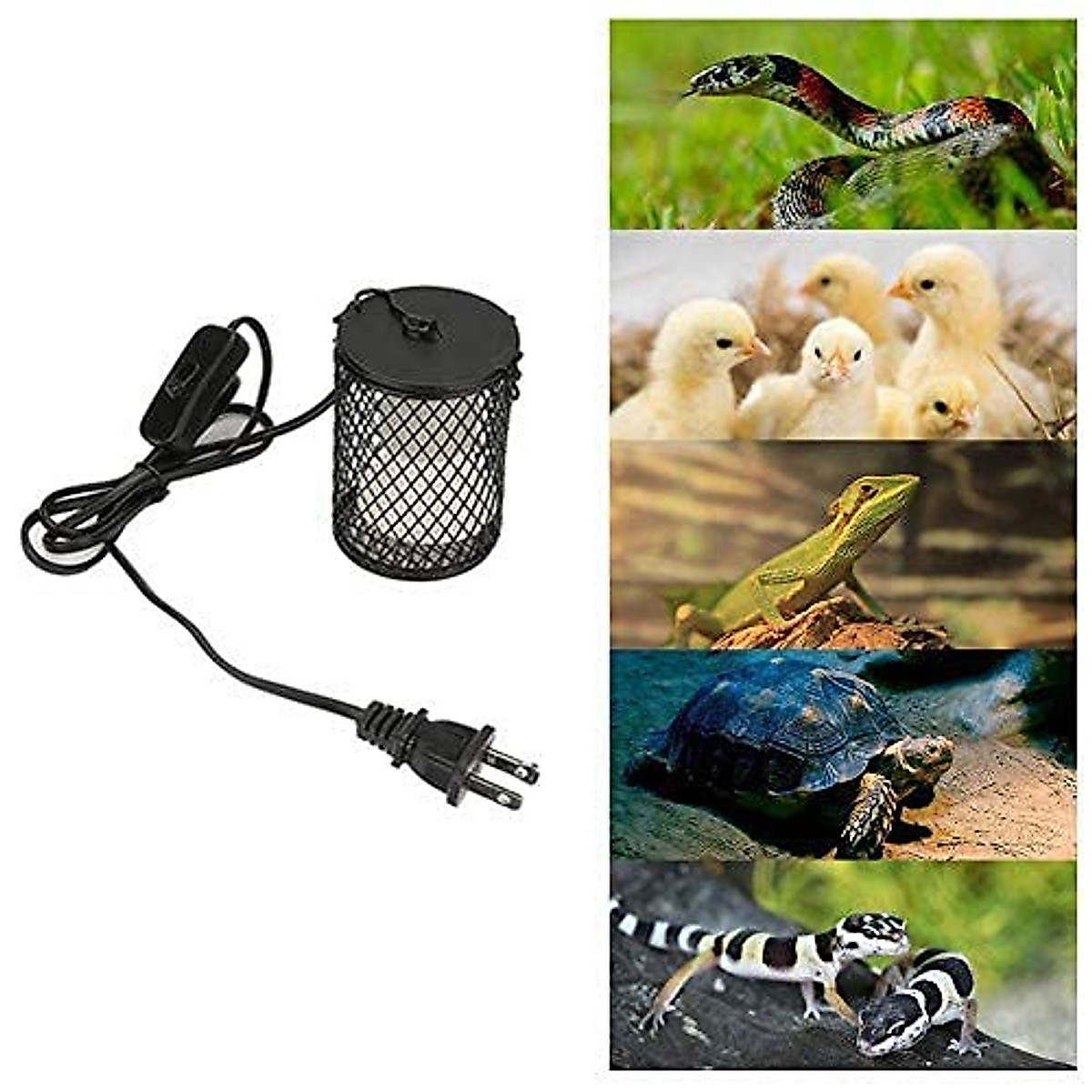 Hffheer Heat Lamp for Reptile 100W Infrared Ceramic Heat Emitter White Reptile Emitter Bulb Heater Lamp for Chicken Lizard Pet Brooder Coop Aquarium(Black)