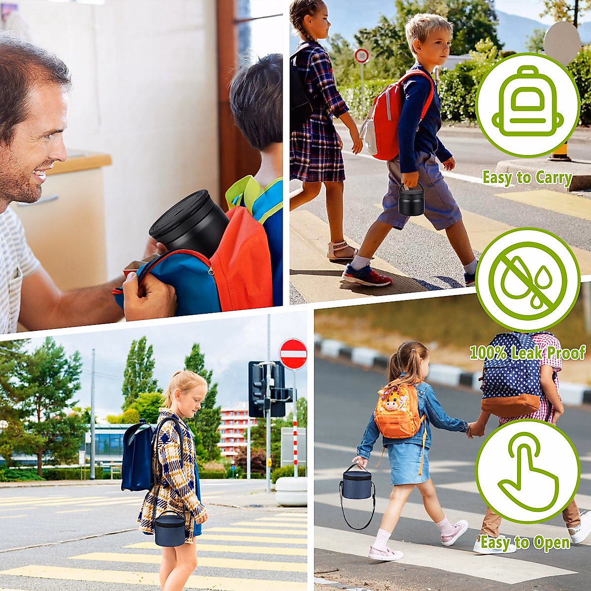 JOOPETALK 15oz Thermo Food Jar for Kids,Insulated Vacuum Food Jar for Hot & Cold Leak Proof Lunch Container Stainless Steel Wide Mouth Soup for School Travel