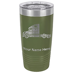 LaserGram 20oz Vacuum Insulated Tumbler Mug, Truck Cab, Personalized Engraving Included (Camo Green)