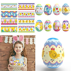 Wittocs 36 Pcs Easter Egg Wrapper Luminous Eggs Film Shrink Wraps for 2.4in Easter Eggs Chicken Bunny Egg Sleeves Decorations, New Cute Easter Egg Arounds