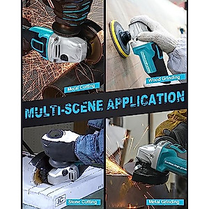 4 1/2 Cordless Angle Grinder, [2-Pack 18V 5.5 Ah Battery Included] Mini Powered Angle Grinder, Tool Kit with Handle, Grinding Wheel, Cutting Wheel, Flap Disc and Carving Disc