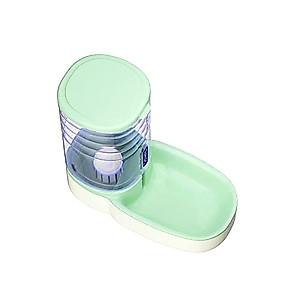 Octhems Automatic pet Water Dispenser Automatic cat Water Gravity Dog Water 1 Gallon Double Bowl Design, Suitable for Small and Medium-Sized Dogs and Cats (Green -Water )
