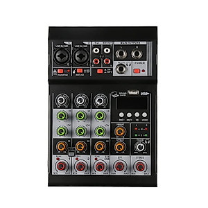 Aibedo Audio Mixer 4 Channel Mini Audio Mixer DJ controller Mini Family KTV karaoke mixer USB/BT Effects Interface Mixer F4A