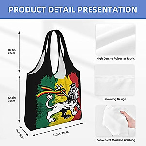 Rasta Lion Of Judah Canvas Shoulder Tote Bags Reusable Handbags Shopping Bag For Daily Women Or Men