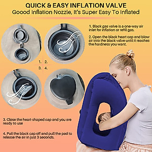 Fromeet Neck Pillows for Travel Inflatable Pillows for Sleeping Airplane Travel Neck Pillow for Office Napping with Eye Mask and Earplugs, Soft and Comfortable (Blue)