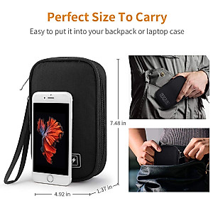 Small Electronic Organizer Cable Bag, Travel Portable 2 PCS Electronic Accessories Storage Bag Soft Carrying Case Pouch for Hard Drive, Cord, Charger, Earphone, USB, SD Card (Black+Gray)