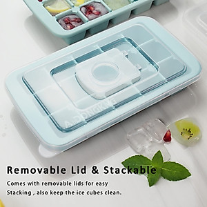 Ice Cube Trays Silicone, Ice Molds with Lid, Making 15 Giant Ice Cubes for Whiskey Cocktails and Bourbon, Reusable and BPA Free