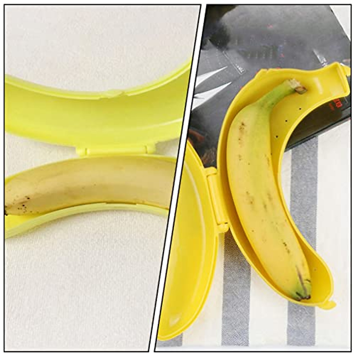 Cabilock Plastic 4Pcs Banana Saver Cute Banana Case Outdoor Lunch Fruit Storage Box- Suitable for Cchool Office Picnic and Travel Yellow Banana Storage Box