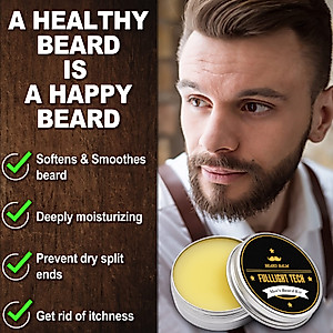 FULLLIGHT TECH Beard Balm, 2 Pack - Citrus Scent - Coconut, Argan, Jojoba Oils - Styles, Hydrates & Smooths Beards & Mustaches - Beard Styling Balm - Gifts for Men