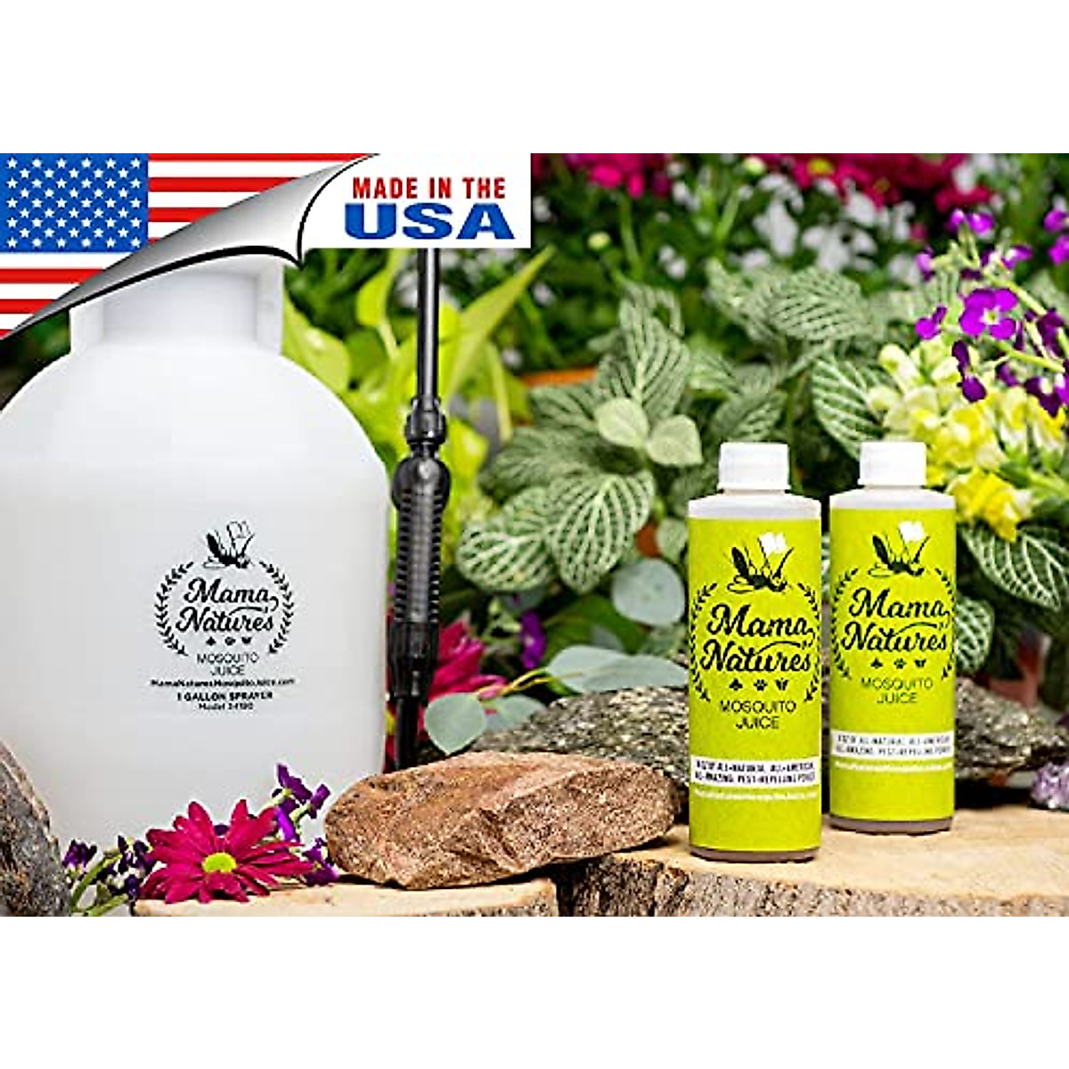 Mama Nature's Mosquito Juice - Outdoor Mosquito Repellent - Mosquito Control Treatment Spray For Yard - Natural Non Toxic Spray For Backyard, Patio, Plants, Garden - Garlic Repellent, Mosquitos, Ticks