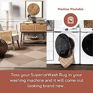 nuLOOM 4' x 6' Easy-Jute SuperiorWash Area Rug, Machine Washable, Non-Slip, for Living Room Bedroom Kids Room Nursery Home Decor, Simple Natural