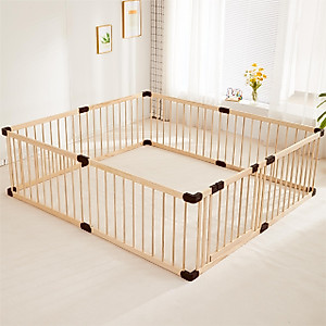 Wooden Baby Playpen,Playpen Play Pens for Babies and Toddlers,Toddler Playpen,Baby Play Fence Yards,Large Baby Playpen Wood (180×240×61 CM)