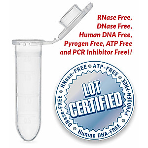 Globe Scientific 111572 Polypropylene Graduated Microcentrifuge Tube with Snap Cap, 2ml Capacity, Natural, RNase Free, DNase Free (Pack of 500)