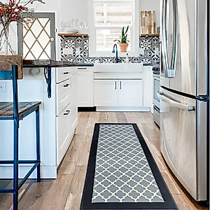 comfoyar Kitchen Rug Set, 2 Pieces Non-Slip Backing Mat, Machine Washable Rug, Absorbent Kitchen Runner Set for Kitchen Floor, Sink, Laundry, Hallway, Dining Room and Office, 17"x31"+17"x47"