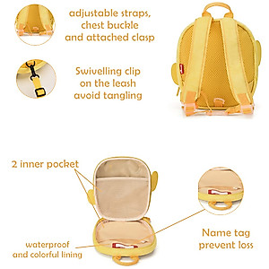 Kids Backpack with Safety Leash,Waterproof Backpack Preschool Toddler,Cute Bag leash for Kids,Bookbag Harness(Yellow)