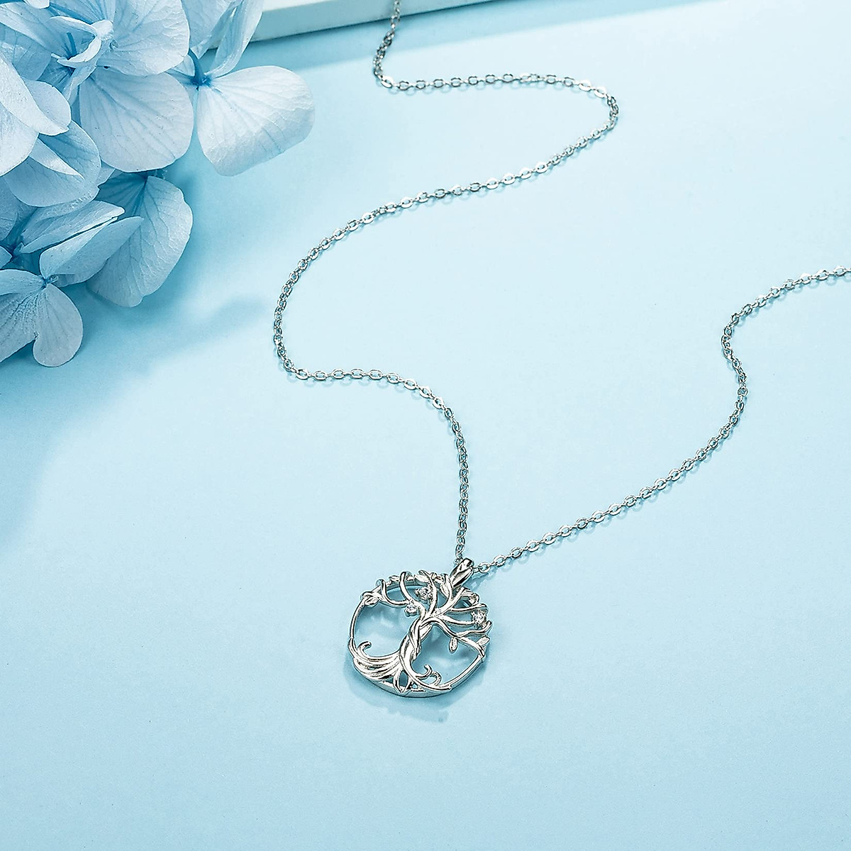 NOURISHLOV Gifts for Mom, Mothersday Gifts for Mother in Law/Step mother wedding gift, Bonus Mom gifts from Daughter/Son, Sterling Silver Tree of Life Necklaces for Women