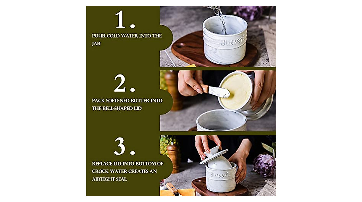 Yundu Gray Marble Butter Keeper | Fresh Butter Storage