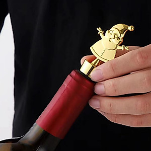Christmas Wine Stopper Gift Deer Bottle Stopper Metal Wine Saver with Silicone Grip for Beverage Party Supplies Wine Accessories Pack of 2 by Figgy House(Santa+Deer)