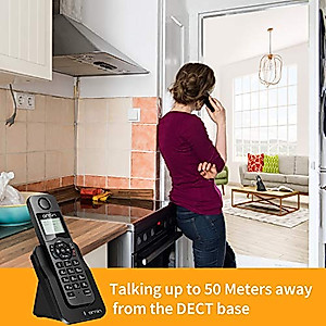 Ornin D1005 Cordless Landline Telephone for Home and Office Use, ECO Technology, Rubber Oil Injection(Single Pack, Black)…