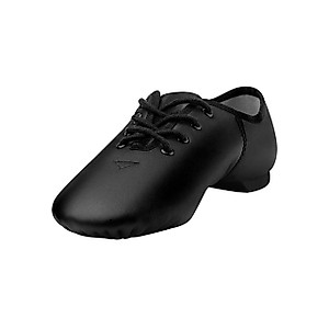 Linodes Leather Lace Up Unisex Jazz Shoe for Women and Men's Dance Shoes Black 8M
