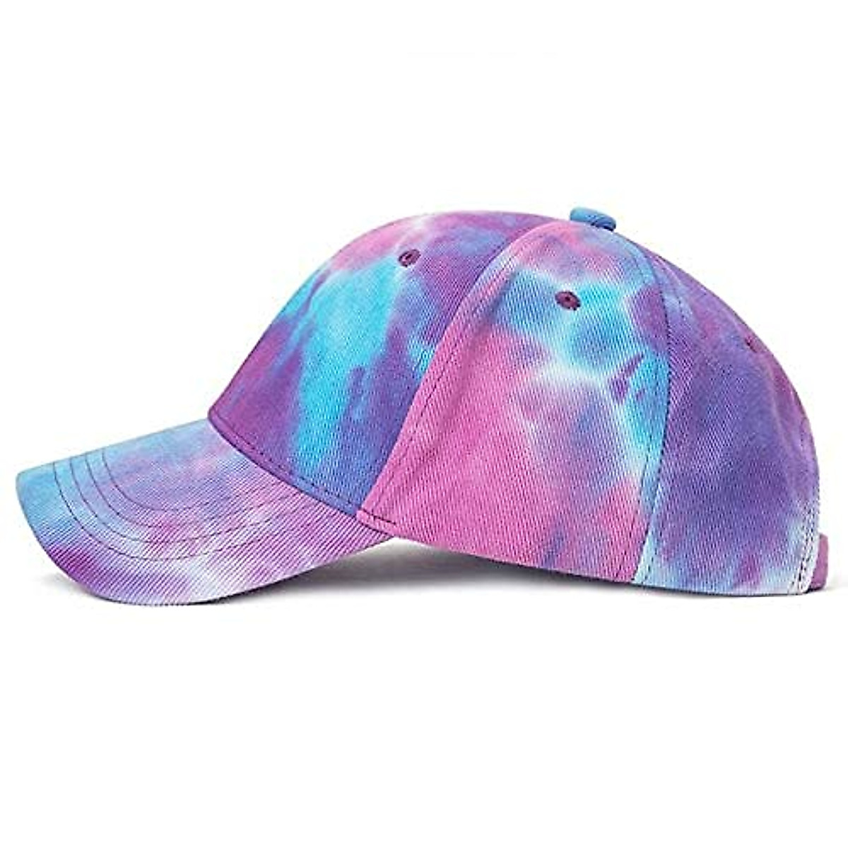 2-Pieces Tie-Dye Baseball-Cap for Women Girl Rainbow Cute Washed Dad Hat (Blue+Pinke 2pc)