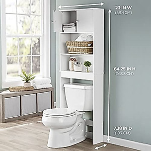 JUANMAO Bathroom Triple Shelf Storage Cabinet, Over The Toilet Storage, White