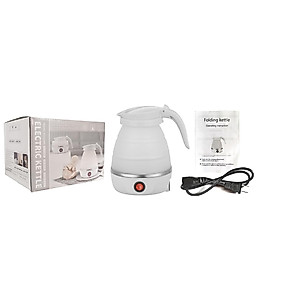 Foldable Electric Kettle,Upgraded Food Grade Silicone,600ML Small Portable Travel Electric Kettle, 400W Travel Electric Kettle, 110V US Plug (White)
