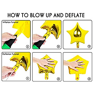 42pcs Gold Star Balloons Gold Moon Foil Balloons Star Balloons Metallic for Eid Mubarak Decorations Graduation, Outerspace, Baby Shower, Birthday, Wedding Anniversary Party Decorations Supplies