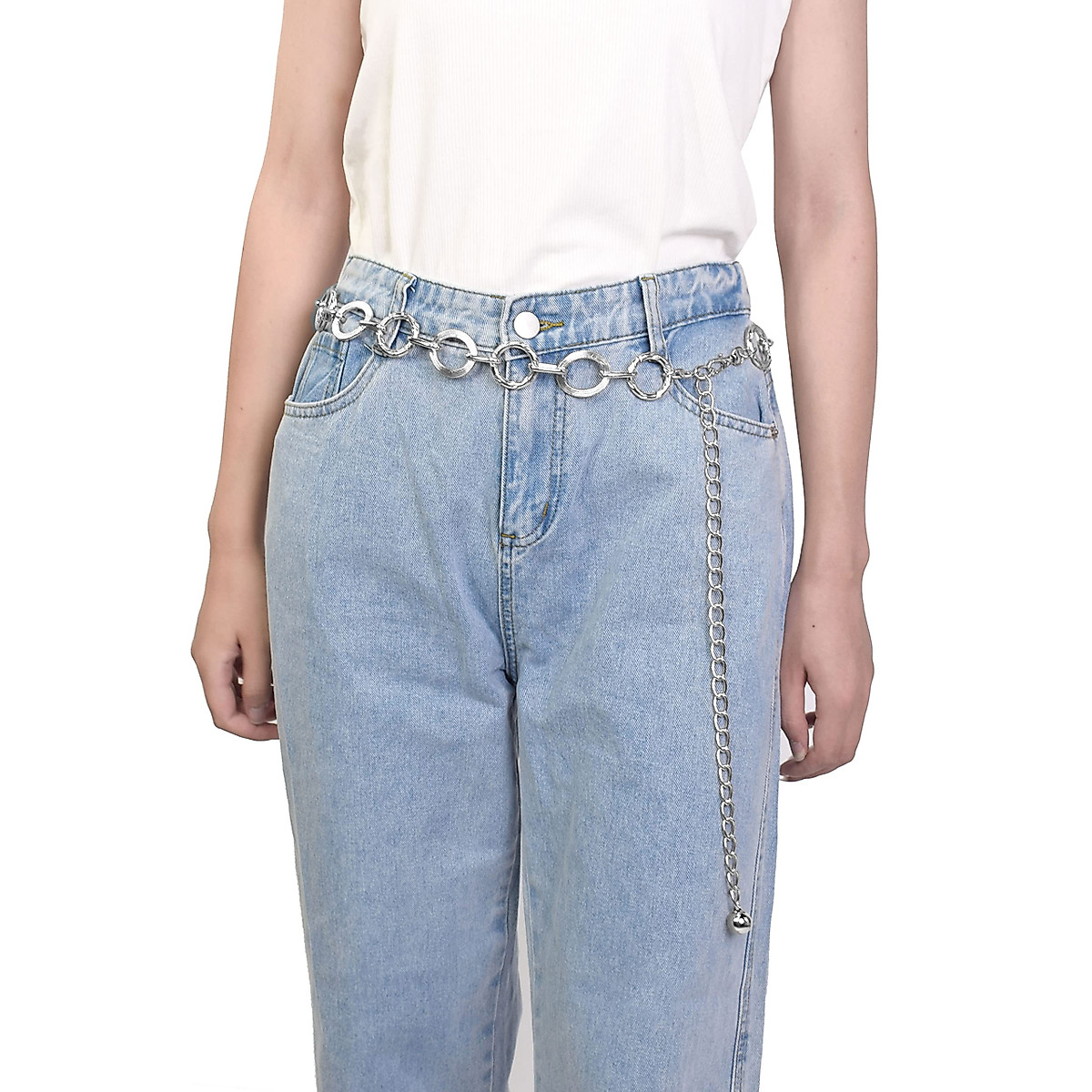 O-Ring Metal Waist Chain Adjustable Fashion Waist Body Chain Belt Alloy Belly Chain Dancing Body Chain for Women Girls