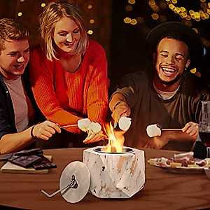 Icnice Concrete Tabletop Fire Pit, Portable Concrete Fire Pit, Ethanol Fire Pit Table Top Firepit, Fire Bowl, Mini Personal Fireplace for Indoor & Garden - Bio Ethanol Fuel